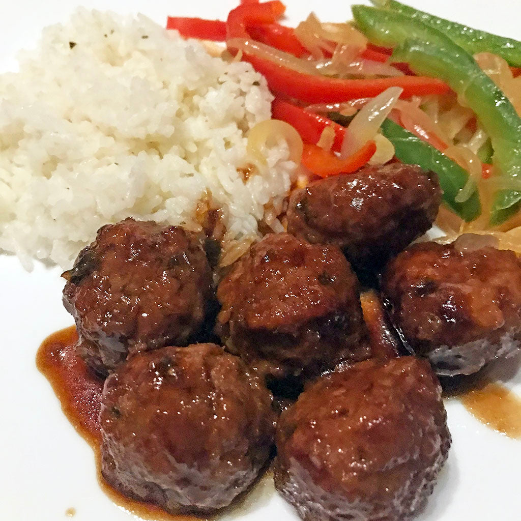 Asian Meatballs, Rice and Peppers – Foodsmiths